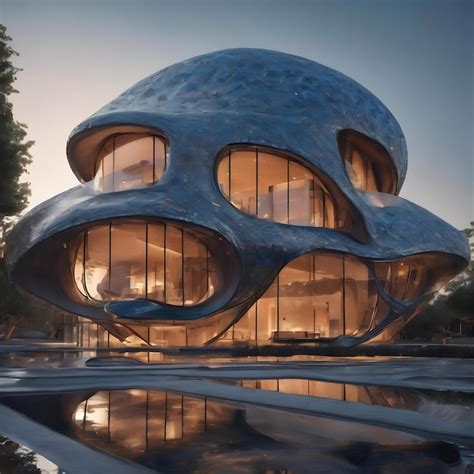 Premium Ai Image Complex Architecture Reflective Undulating Organic Forms