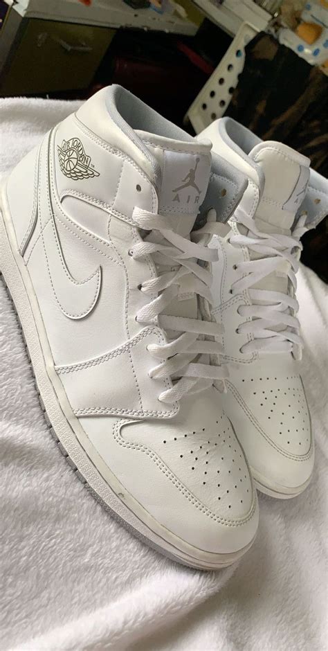 Nike Air Jordan 1 Mid White Wolf Grey Grailed