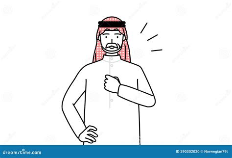 Muslim Man Tapping His Chest Cartoon Vector 290092561