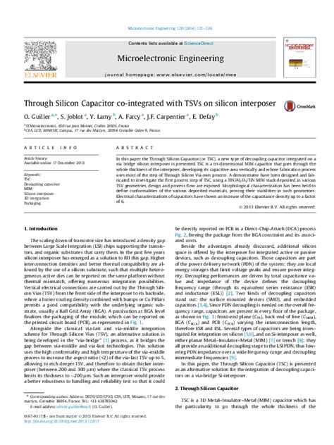 Pdf Through Silicon Capacitor Co Integrated With Tsvs On Silicon Interposer