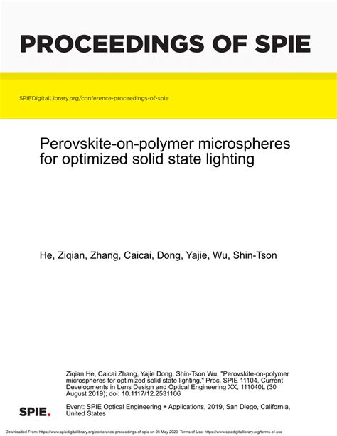 Pdf Perovskite On Polymer Microspheres For Optimized Solid State Lighting