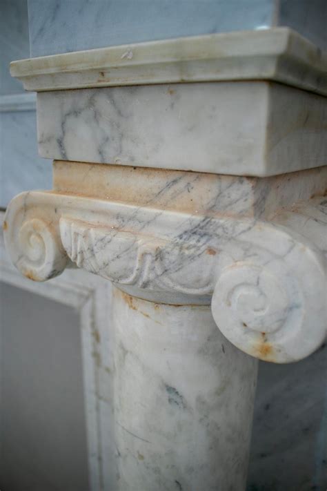 1950s English Hand Carved Marble Fireplace With Ionic Columns For Sale At 1stdibs