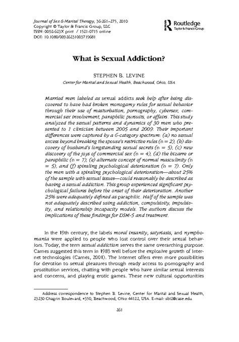 What Is Sex Addiction Journal Of Sex And Marital Therapy 36261275