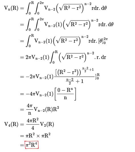 Solved Find The 4 Dimensional 4d Volume Of A Solid 4d Ball Of