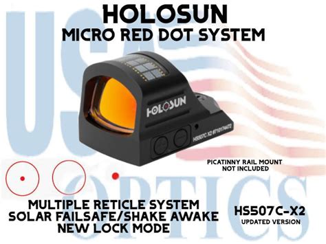 Holosun Hs507c X2 Open Reflex Pistol Sight Red Batterysolar