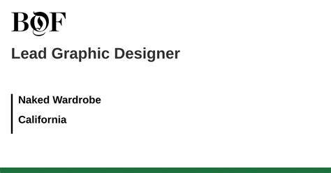 Lead Graphic Designer Job With Naked Wardrobe