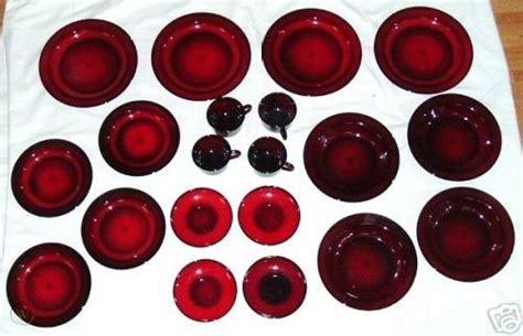 Antique Ruby Red Dinnerware 20 Pc Set France Very Nice 28518802