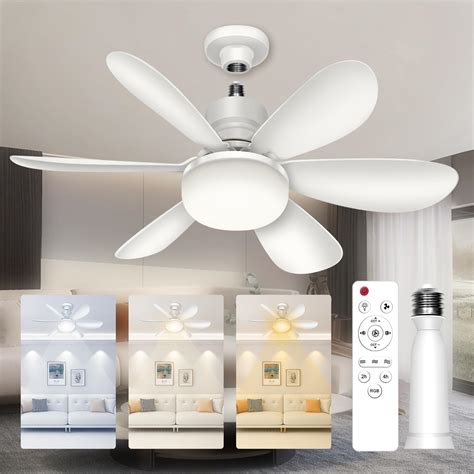 Socket Fan Light Dimmable Small Ceiling Fan With Light And Remote Control For Bedroom Living