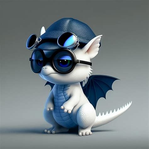 Premium Ai Image Adorable Tiny Dragon In White Hair With Glasses Ai Generated