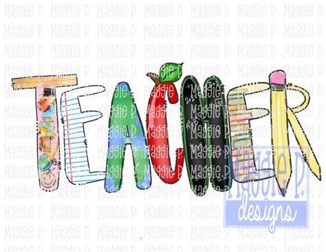 Teacher Png Clipart Hand Drawn Watercolor Etsy
