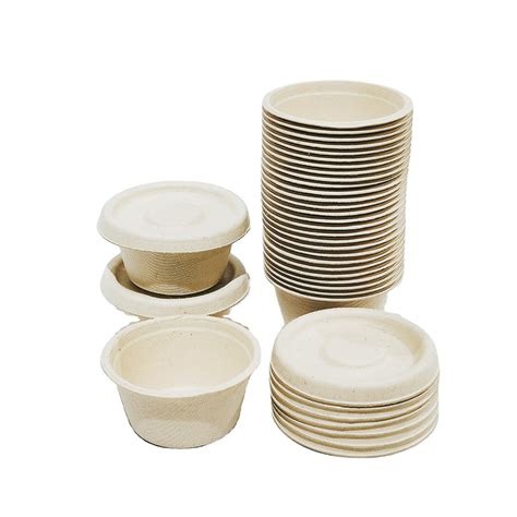 Eco Friendly Compostable Premium 2oz Bagasse Sauce Cup Yogurt Cup With