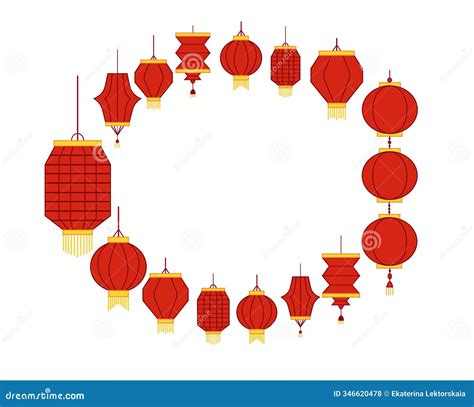 Red Lantern Cny Background Oval Frame Vector Graphic Template For Your