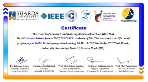 Kotlin Programming Learningjourney Shardauniversity Certificate