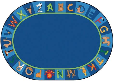 A To Z Animals Oval Classroom Rug Educational Carpets And Rugs Alco