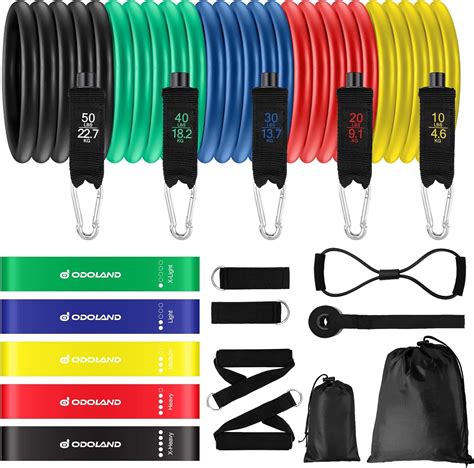 Odoland Set Elastici Fitness Con 5 Fasce Di Resistenza Bande Elastiche