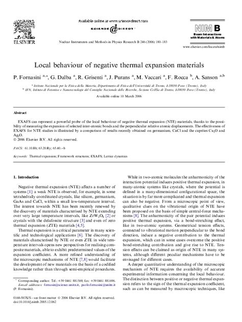 Pdf Local Behaviour Of Negative Thermal Expansion Materials