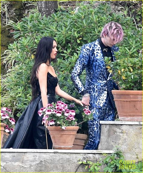Machine Gun Kelly Wears Blue Leopard Print Suit To Travis Barker