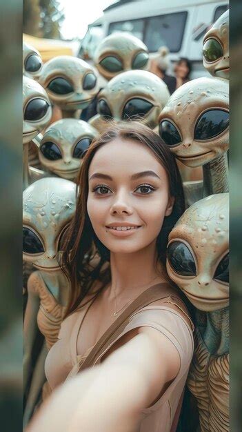 A Woman With A Big Eyes And A Large Group Of Alien Alien Alien Alien