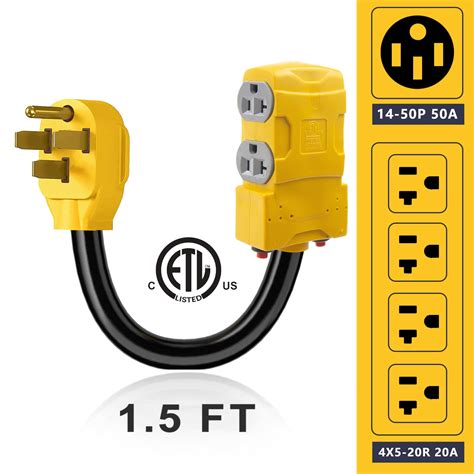 50 Amp To 20 Amp 110v Rv Distribution Adapter Nema 14