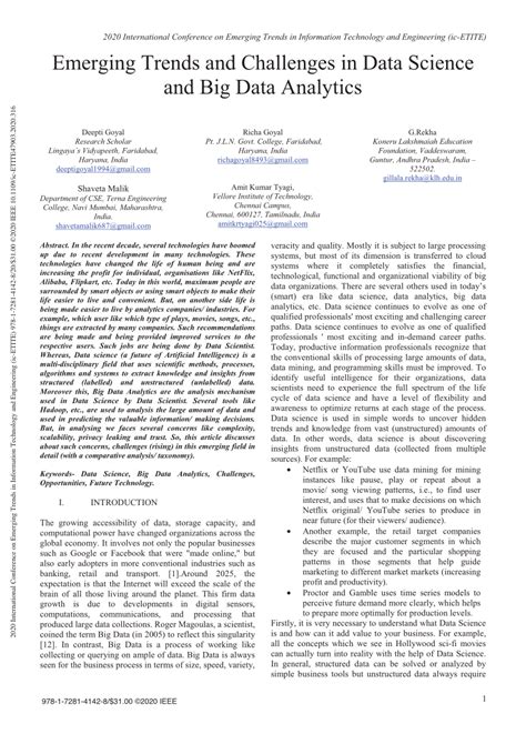 PDF Emerging Trends And Challenges In Data Science And Big Data Analytics