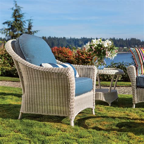 Outdoor Club Chair In White Wicker Traditional Patio Seattle By