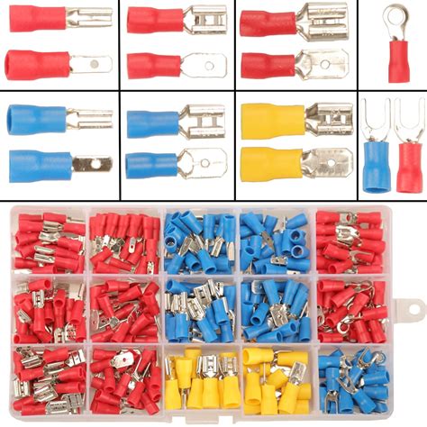 280pcs Terminales Eléctricos 15 Tipos Faston Machohembra Aislados Conectores 28mm 48mm 63mm