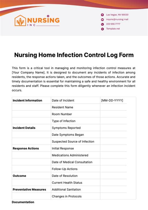 Free Nursing Home Infection Control Log Form Template To Edit Online