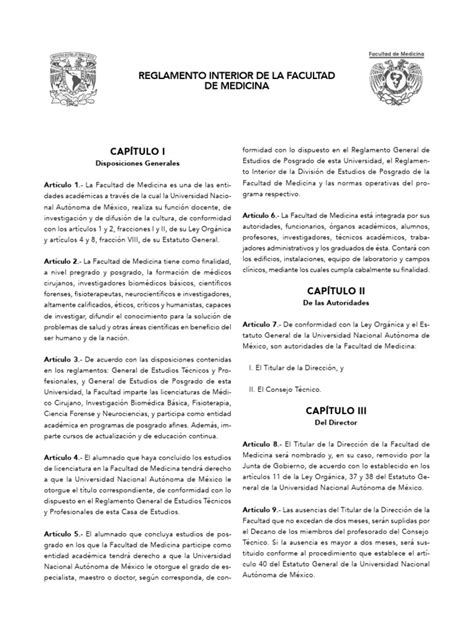 Reglamento Interior De Medicina Unam Pdf Medicina Universidad