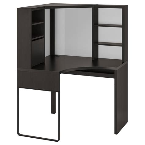 Micke Corner Workstation Black Brown 100x142 Cm Ikea