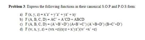 Solved Problem Express The Following Functions In Their Chegg