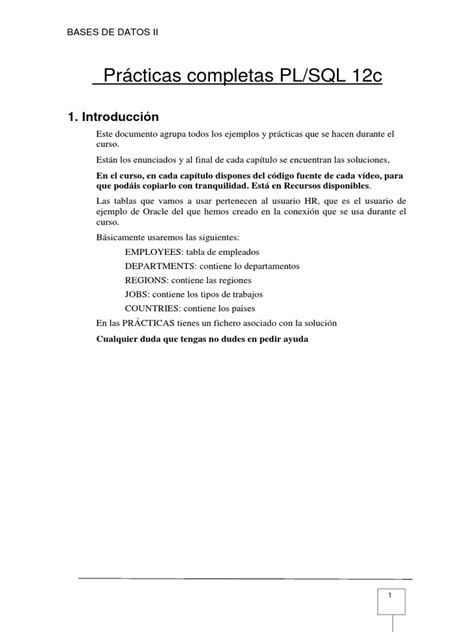 Practica De Repaso Pl Sql Pdf Pl Sql Gestión De Tecnología De La Información