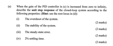 Solved A Unity Feedback System Is Implemented On An
