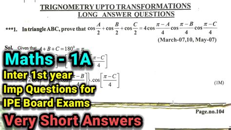 Inter 1st Year Maths 1a 6trignometry Upto Transformation Chapter