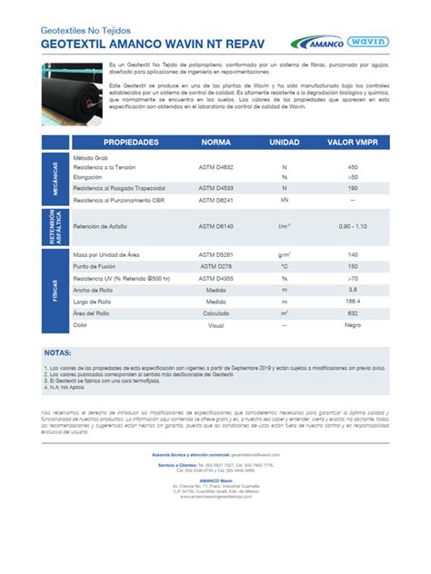 Ft Geotextil Amanco Wavin Nt Repav Pdf