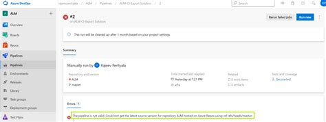 Azure DevOps ADO Pipeline Failure Could Not Get The Latest Source Version Rajeev