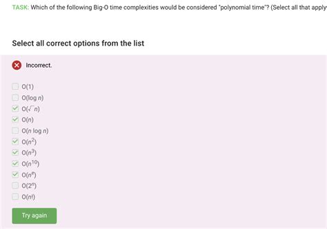 solved task which of the following big o time complexities