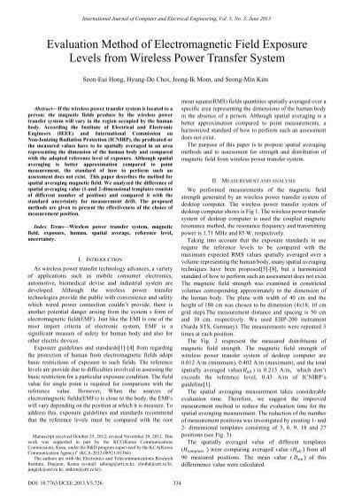 Evaluation Method Of Electromagnetic Field Exposure Levels Ijcee