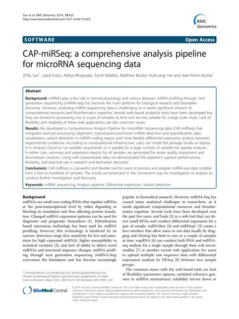 Pdf Cap Mirseq A Comprehensive Analysis Pipeline For Microrna