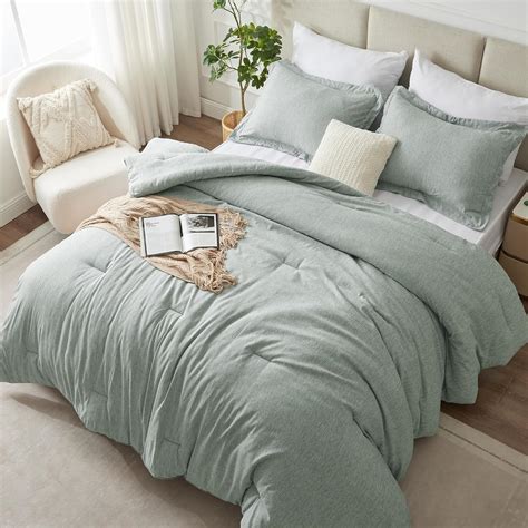 Cozylux Queen Size Comforter Set 3 Pieces Sage Green Soft Luxury