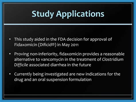 Journal Club Fidaxomicin Versus Vancomycin For Clostridium Difficile Infection Ppt