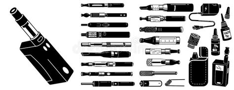 Electronic Cigarette Icons Set Cartoon Style Stock Vector Illustration Of Capacity Atomizer