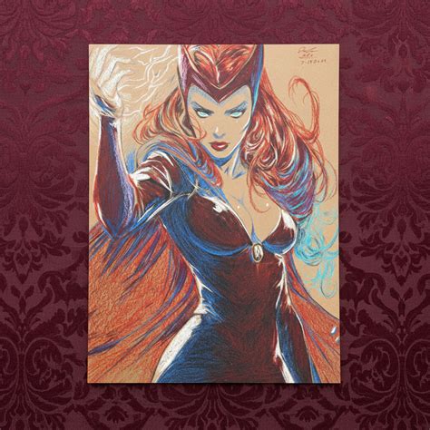Scarlet Witch Art Illustration Hard Signed 85x11in Fine Art Print