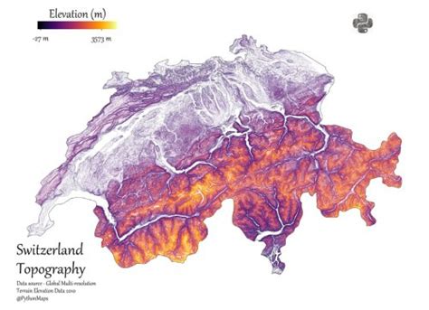 Contour Line Map Of The Switzerlandby Pythonmaps