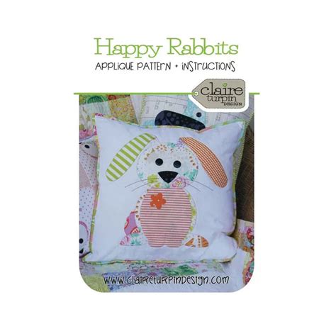 Happy Rabbit Applique Cushion Pattern By Claire Turpin