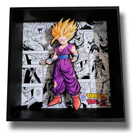 Cuadro Diorama 3d Madera Firme Gohan Ssj2 Regalo Pixelart Mza