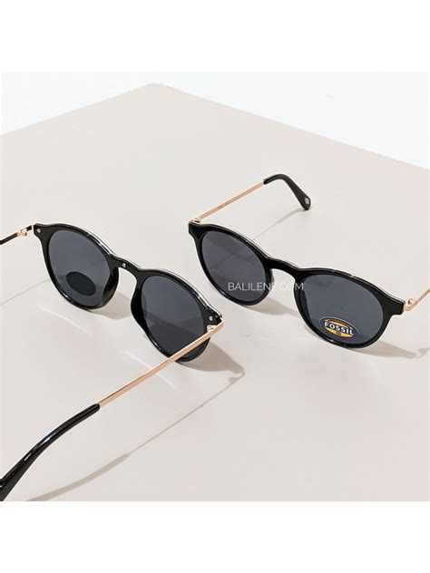 Fossil Round Sunglasses Black Rosegold Balilene