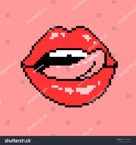 Vector Illustration Sexy Lips Pixel Art เวกเตอร์สต็อก ปลอดค่า