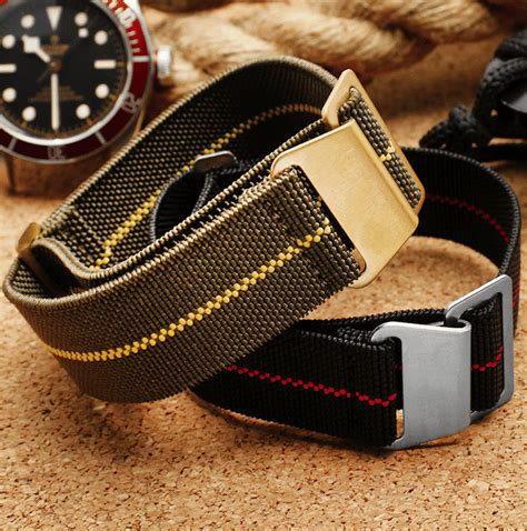 20mm Elastic Nato Watch Strap Green Yellow Invella