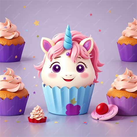 Premium Photo Sweet Treats Cute Unicorn Enjoying Muffin Cupcake