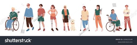 Set Disabled Characters Men Women Disability Stock Vector Royalty Free